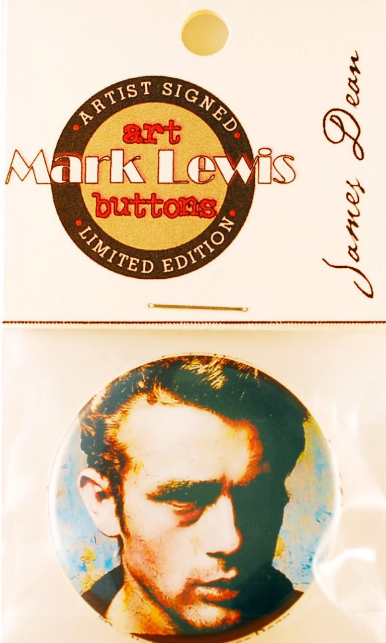 James Dean pin - pinback button by Mark Lewis Art™ - gt | Mark Lewis Art
