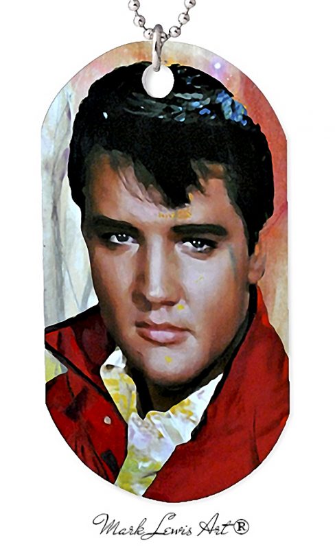Elvis Presley necklace dog tag pendant 30" stainless steel chain, key ...