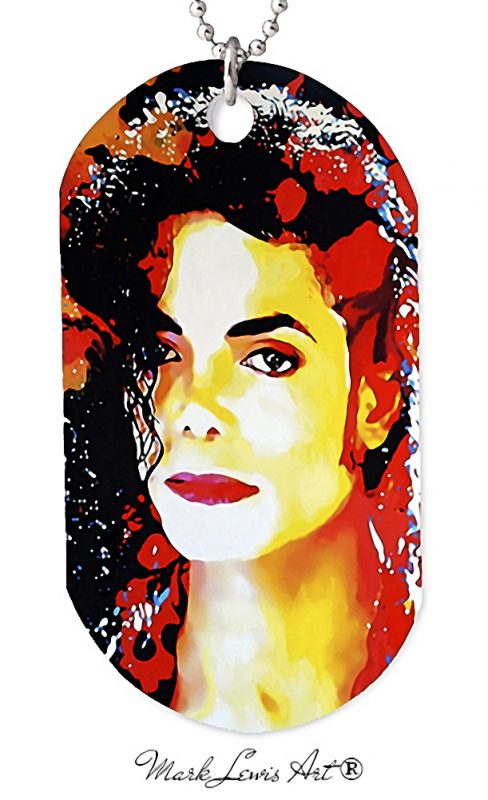 Michael Jackson necklace dog tag pendant 30" stainless steel chain, key ...