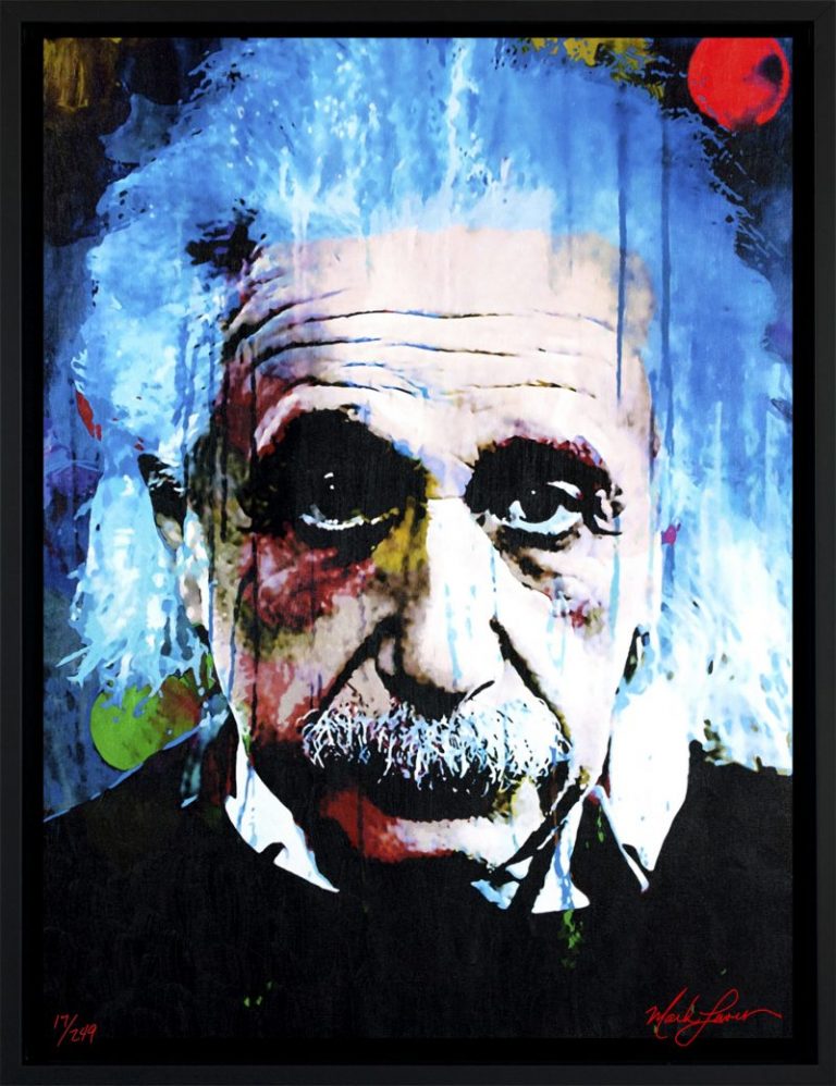 Albert Einstein wall art on canvas framed - qt lr | Mark Lewis Art