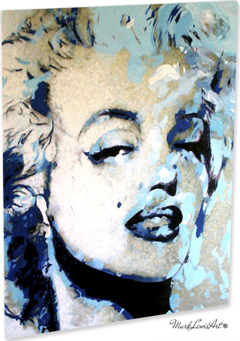 Marilyn Monroe wall art print on metal titled "Blue Marilyn" Mark Lewis ...